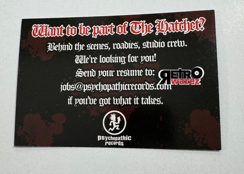 Insane Clown Posse - Psychopathic Job AD Flyer Card 4x6” Hatchetman ...