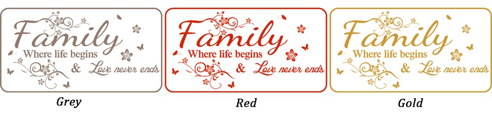 Family Love Wall Sticker Art Quotes Vinyl Wall Sticker Wall Decal HIGH ...