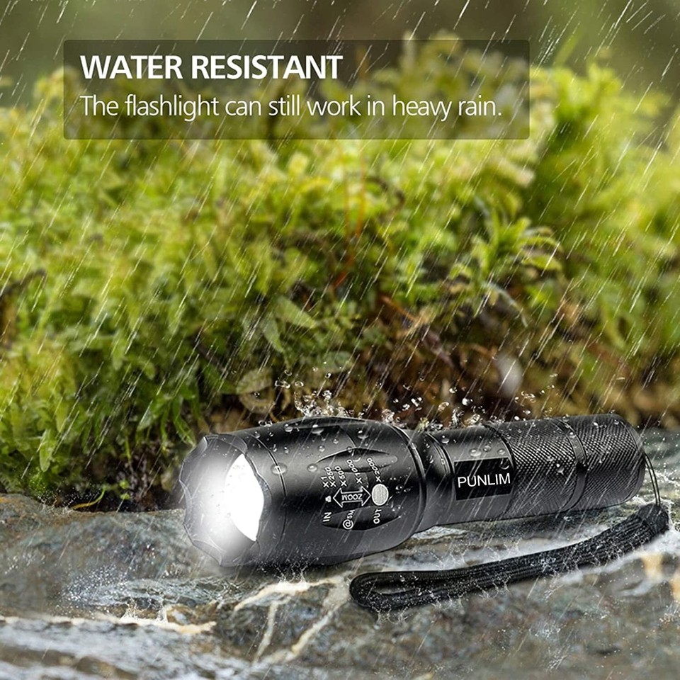 90000LM LED Flashlight 5 Modes Zoom Torch + 6PCS 9800mah Batteries ...