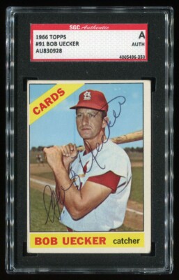 1966 Topps #91 Bob Uecker St. Louis Cardinals Signed Auto Baseball Card ...