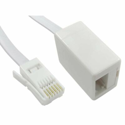 5m BT FULLY WIRED 6 Core Telephone Extension Cable UK Male to Female ...