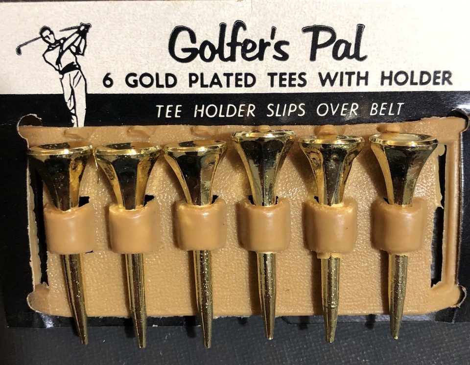 VINTAGE- GOLFERS PAL GOLD PLATED GOLF TEES + BELT HOLDER OPEN BOX | eBay