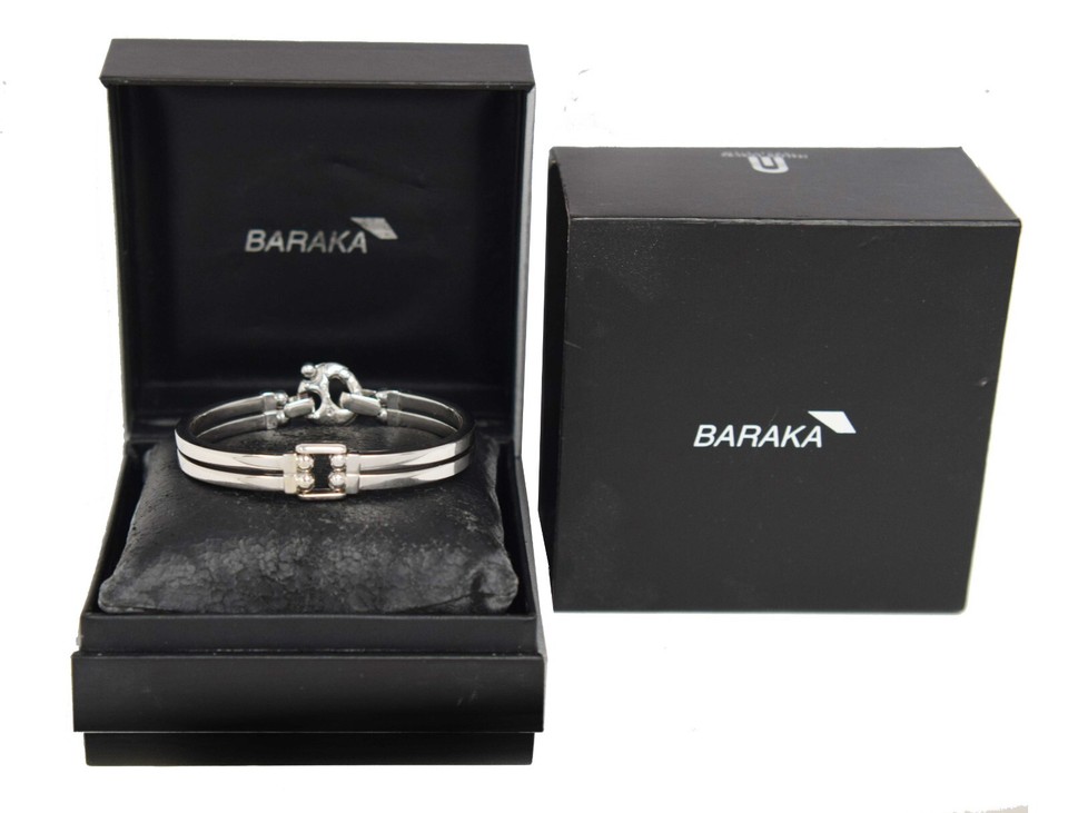 Baraka 18k White Gold Mens Bangle Hinged Bracelet Italy Made 7.5" | eBay