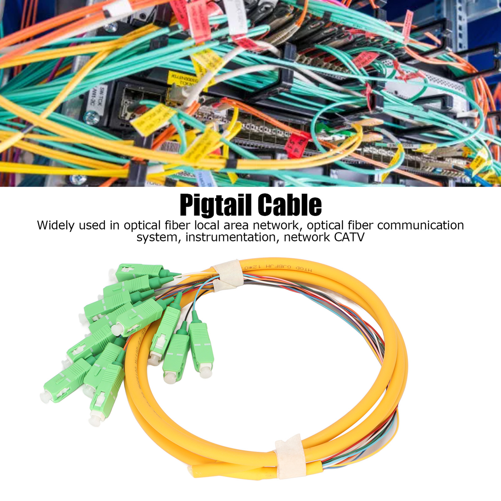 Fiber Pigtail 1.5m Single Mode 12 Strand Stable Widely Compatible Fiber ...