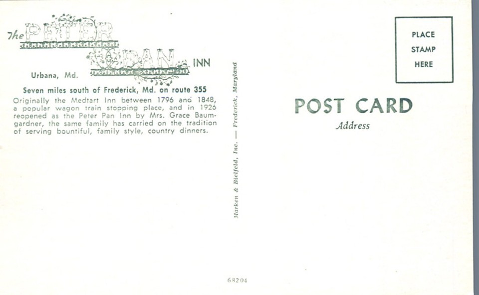 Peter Pan Inn Restaurant Exterior Urbana Maryland 1950 Advertising ...