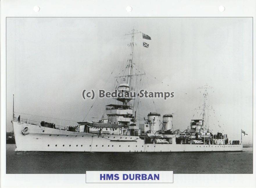 1919 HMS DURBAN Light Cruiser Ship / GB Warship Photograph Maxi Card ...