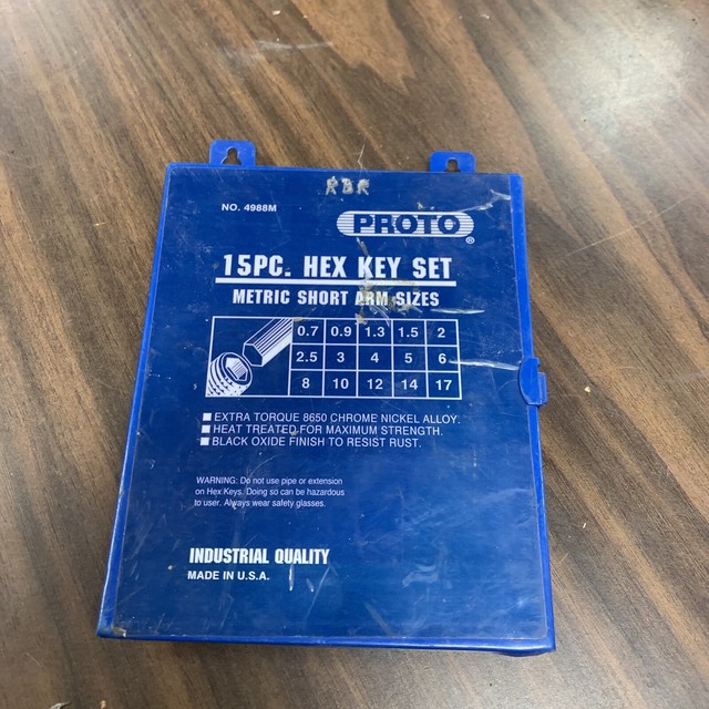 PROTO 4988M Metric 15 Piece Hex Key Set - Short Arm Series 0.7mm to ...