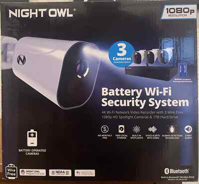 Night Owl - Battery Wi-Fi 3 Camera Security System wth Battery Backup ...