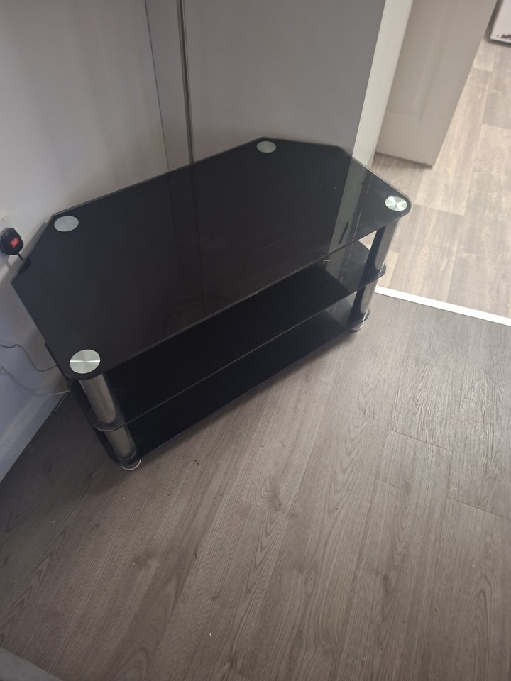Black Glass Tv Stand | eBay UK