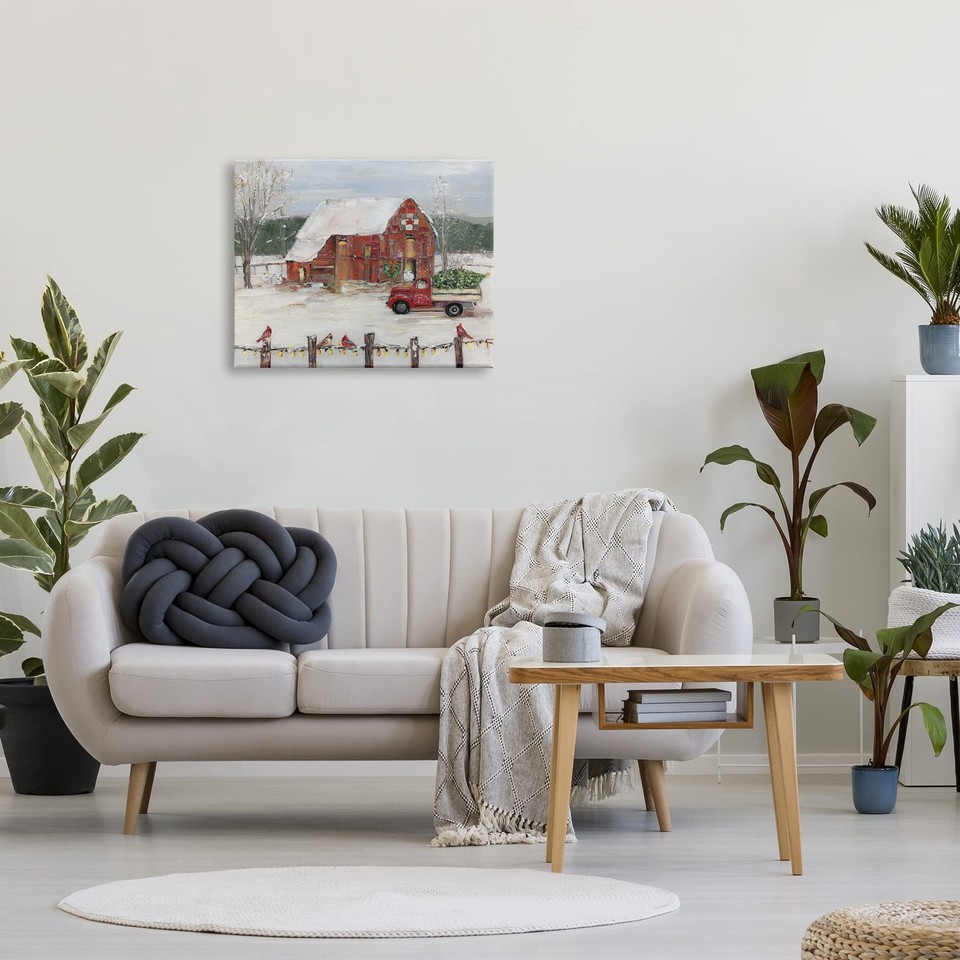 Holiday Barn Winter Scene Canvas Wall Art, Design by Sally Swatland ...