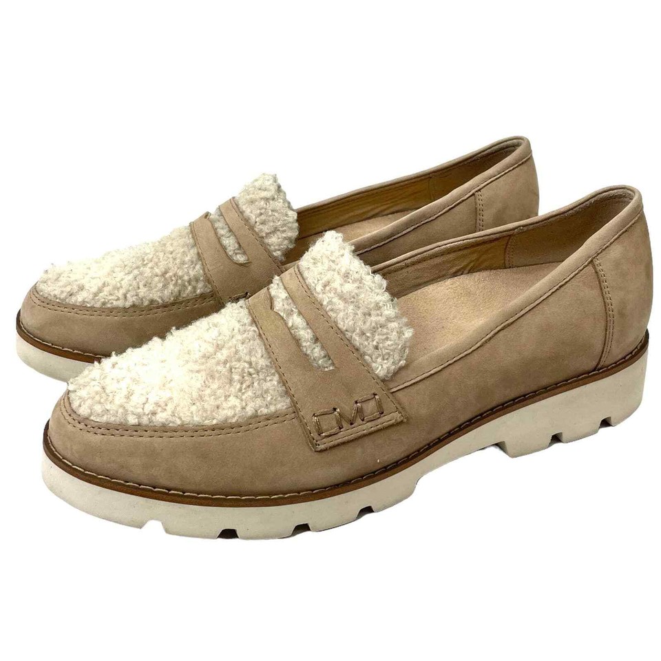 Vionic Cheryl sherpa suede Loafers Sz 8.5 neutral beige boho comfort ...