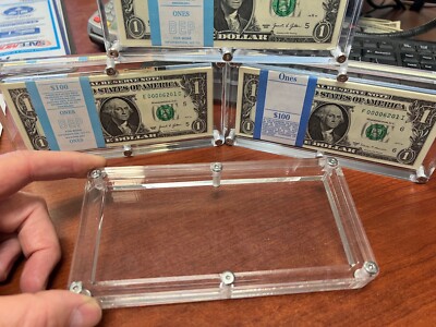 Acrylic 100 Bank Note Frame Plastic Money Holder Currency Display ...