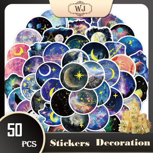 50pcs Moonlight Stars at Night Stickers Decal Phone Laptop Waterproof ...