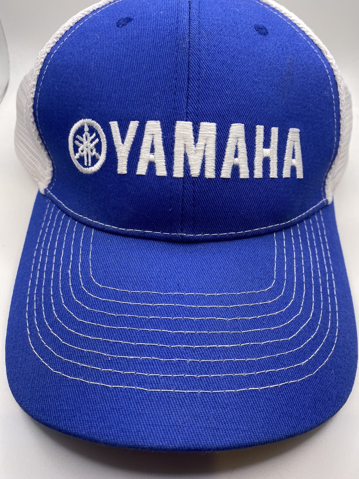 Yamaha Royal Blue Embroidered Cotton & White Mesh Adj… - Gem