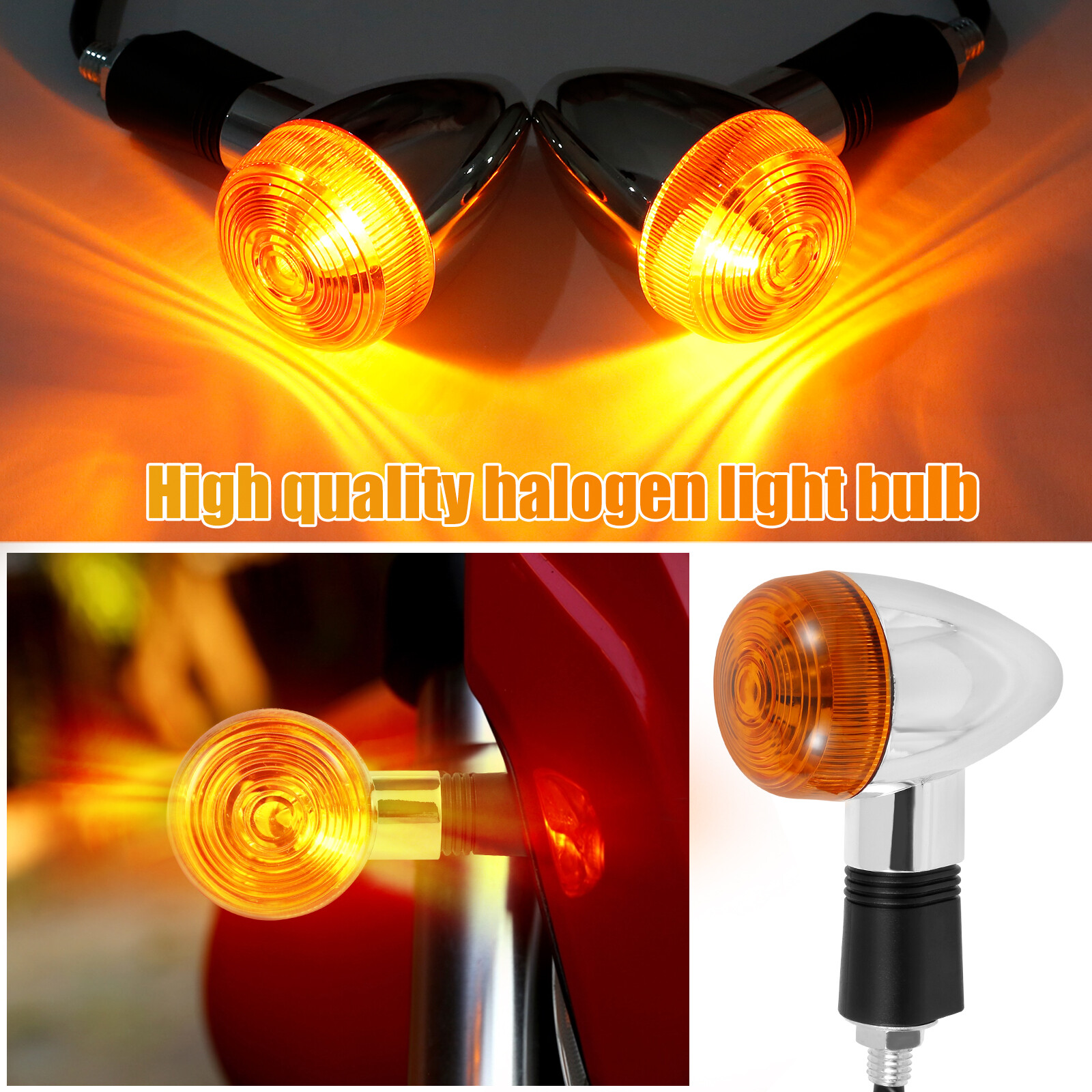 4PCS Motorcycle Indicators Bike Motorbike Turn Signal Light Bullet Bulb ...