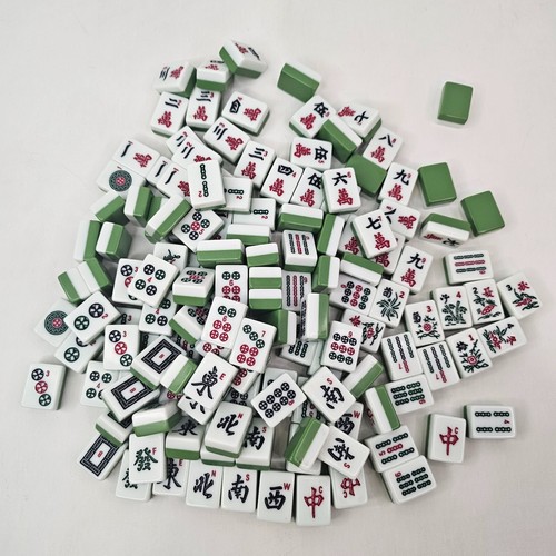 Mahjong Classic Game Green White Incomplete Repurpose Crafting Chinese ...