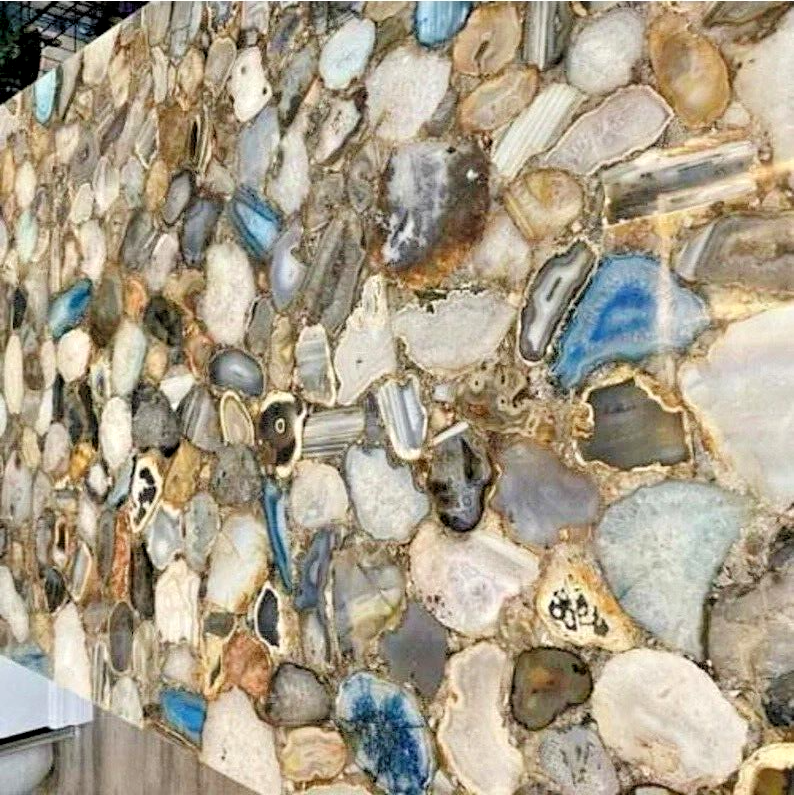 Agate Coffee Table Handmade Semi Precious Multi Geode Stone Restaurant ...