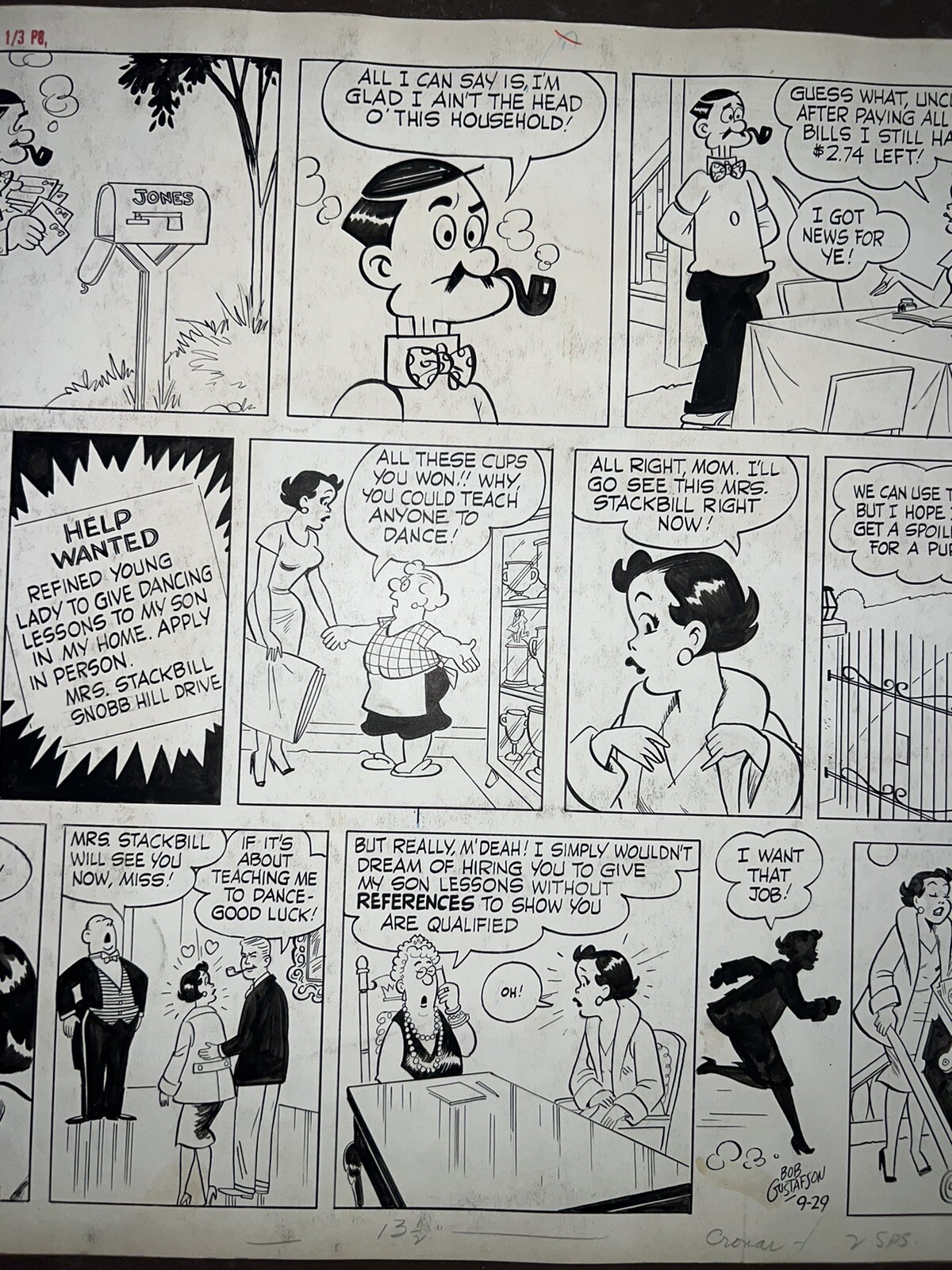 Bob Gustafson Tillie the Toiler Daily Comic Strip Original Art | eBay