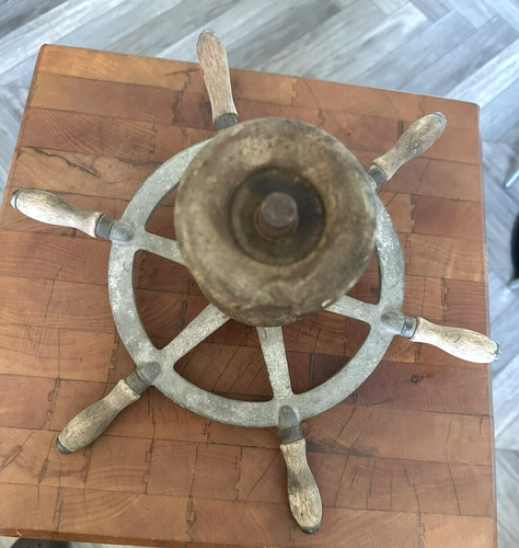 Antique WILCOX CRITTENDEN 16" Ship Wheel 6 Spokes WOOD Hub & Handles ...