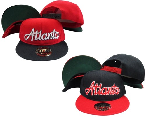Atlanta Georgia Script Red/Black Adjustable Snapback Hat (Choose Color ...
