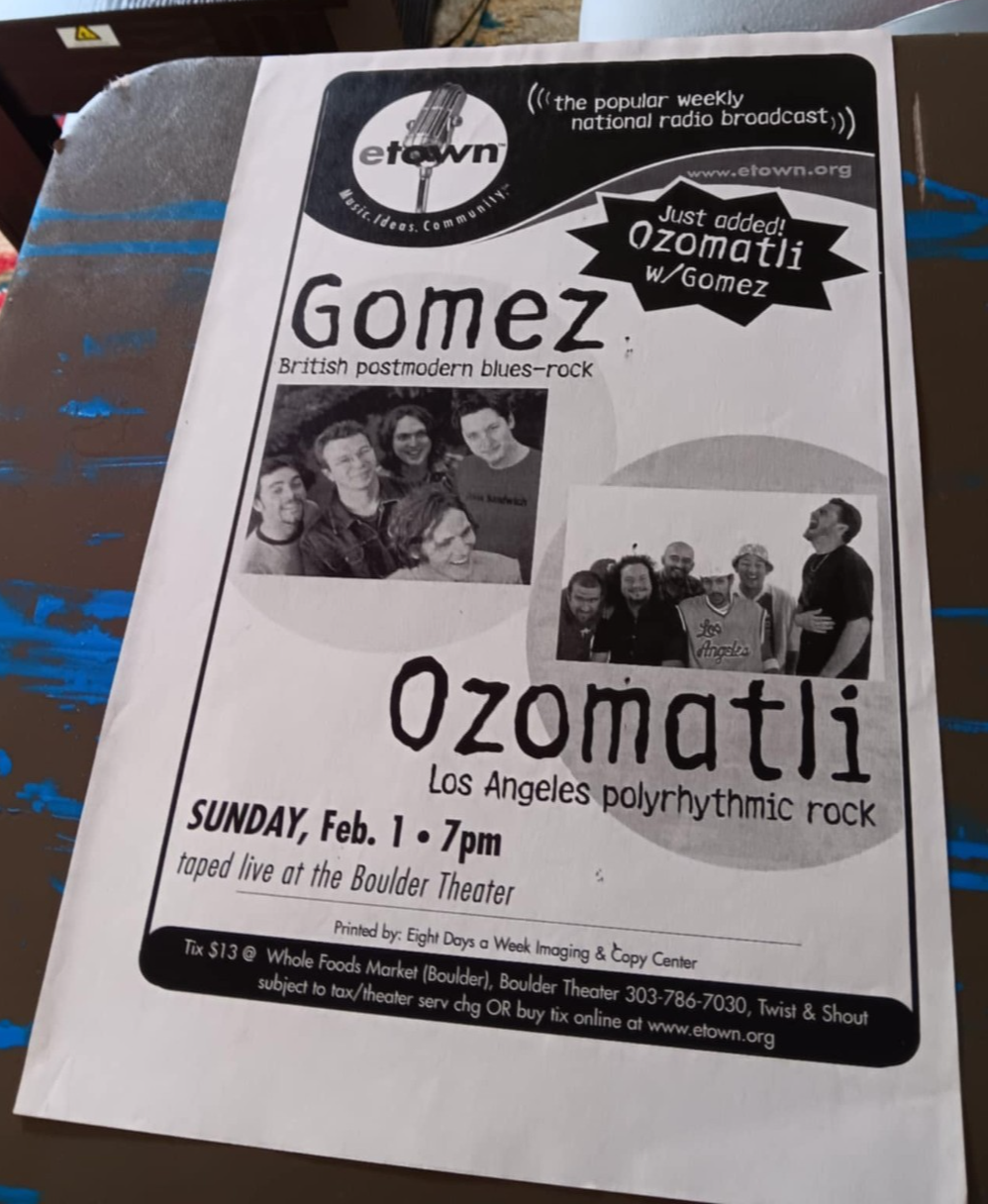 Gomez and Ozomatli Etown Taping at the Boulder Theater Poster | eBay UK