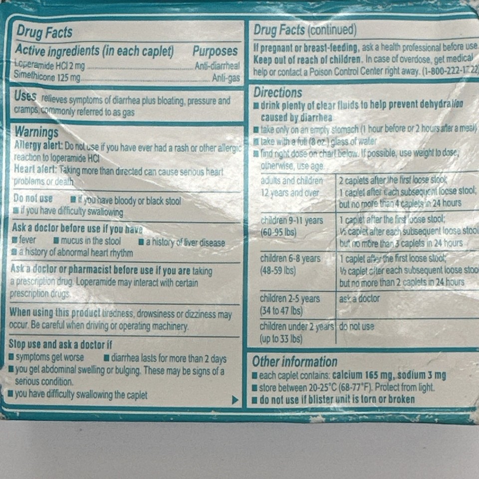 4 Imodium MULTI-SYMPTOM RELIEF 125mg Antidiarrheal 18 caplet NIB ...