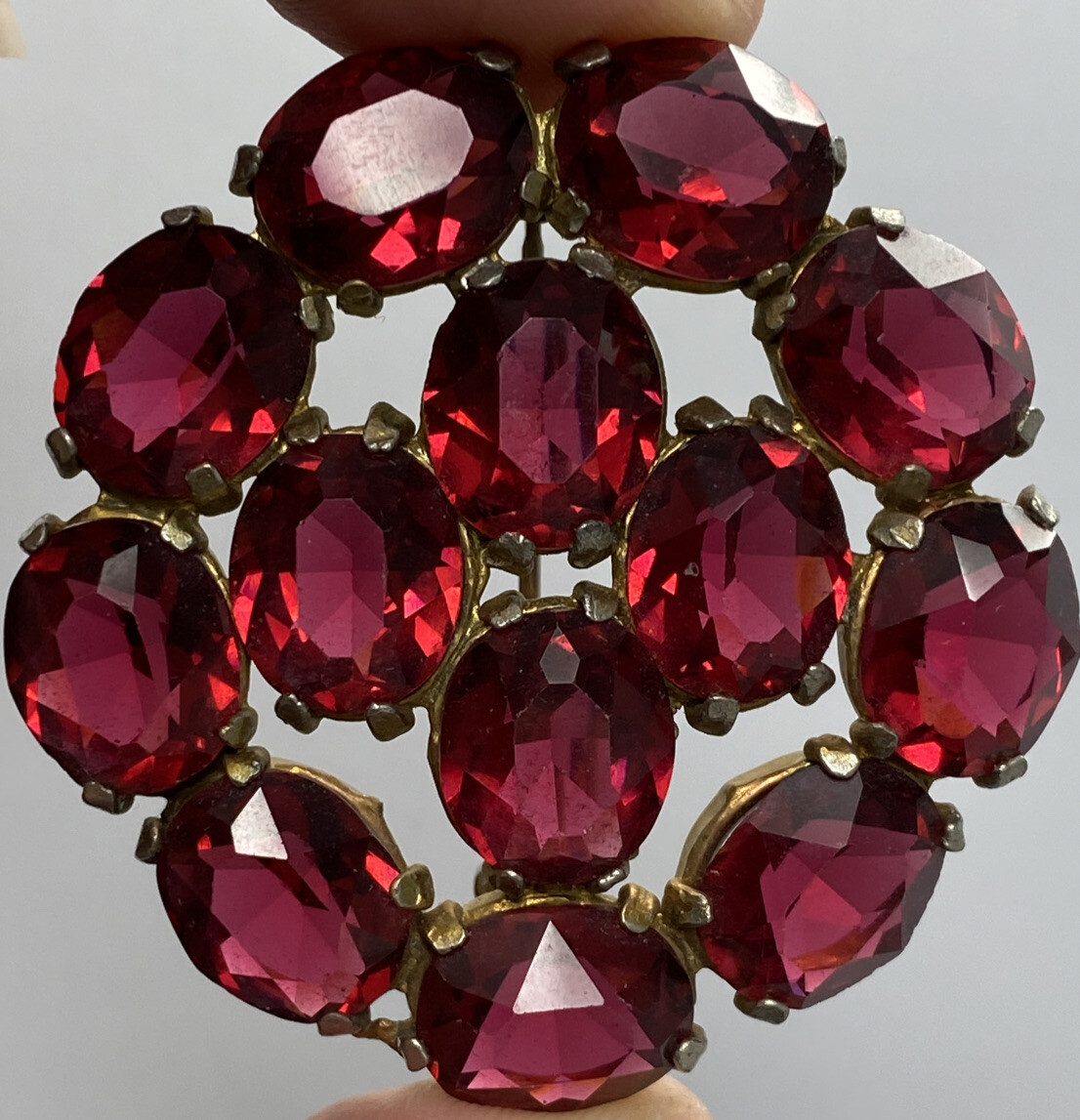 Vintage Vibrant Czech ? Ruby Red Open Back Rhineston… - Gem