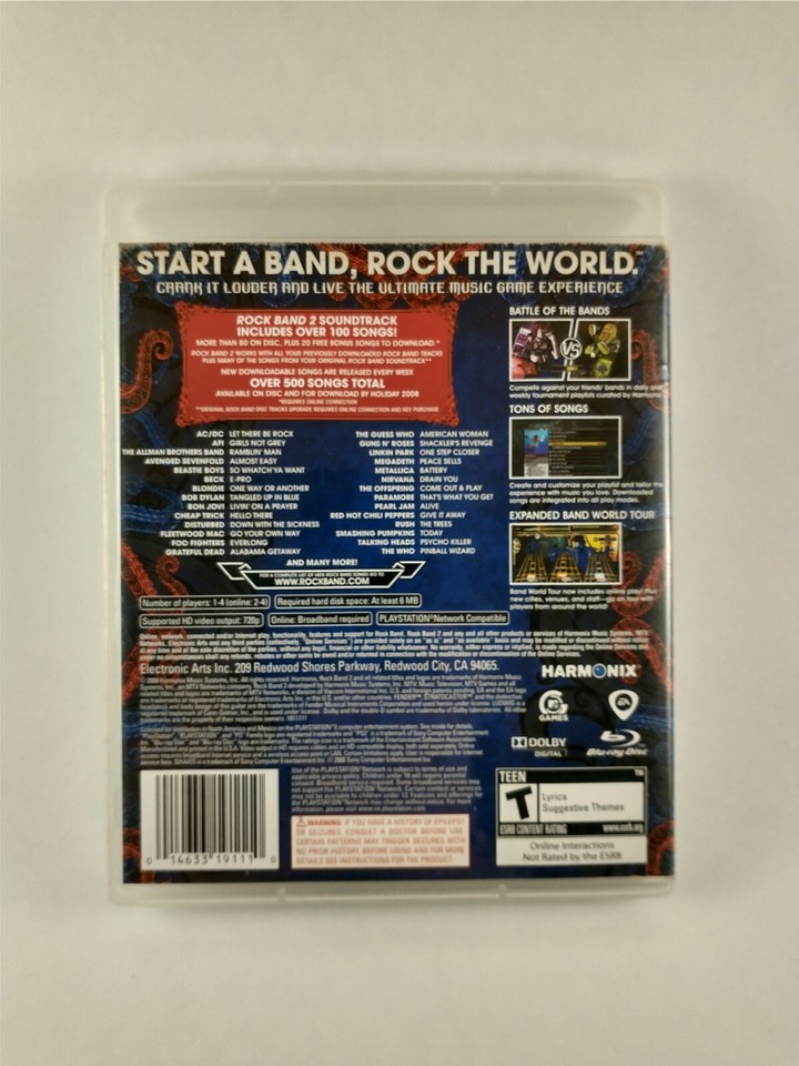 Rock Band 2 (Sony PlayStation 3, 2008) Music Game 14633191110| eBay
