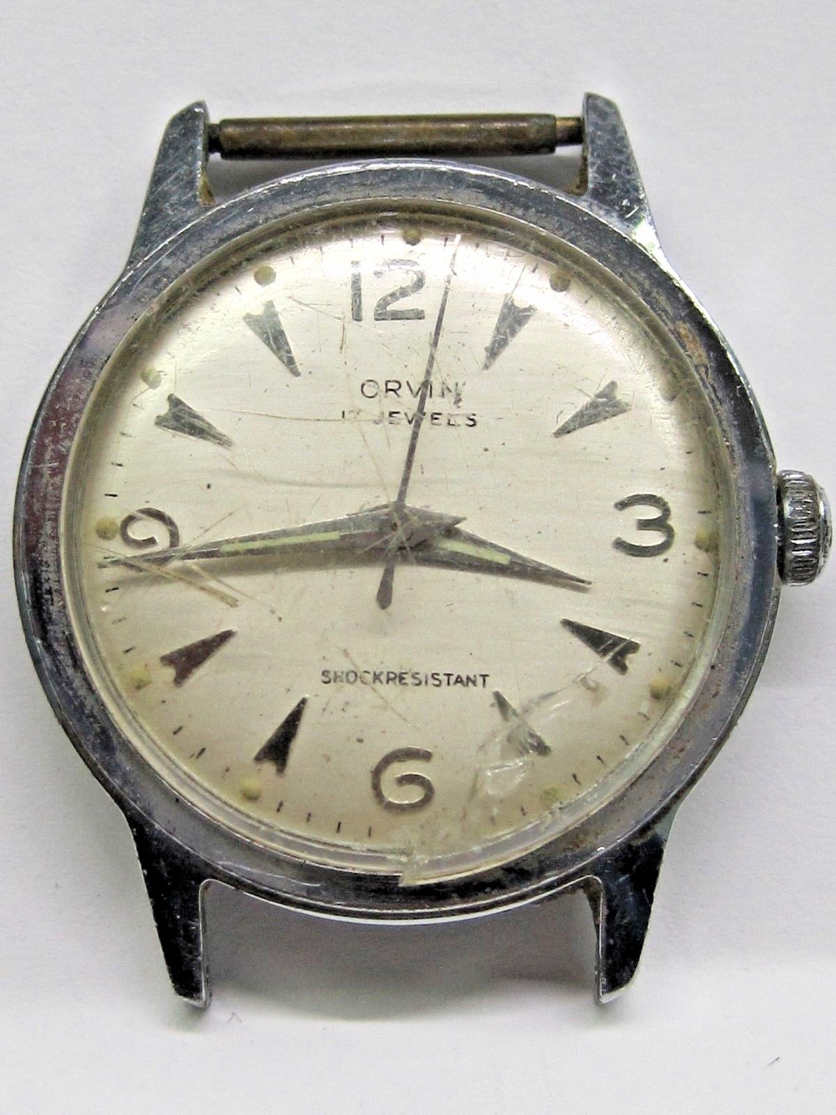 Vintage Gents Orvin 2nd Hand Base Metal Stainless Steel Wrist Watch 17 ...