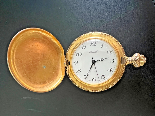 VTG Chantel Swiss Pocket Watch 17 Jewels, Gold Tone Case, For Repair or ...