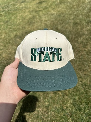 Vintage Michigan State Spartans Spellout SnapBack Hat University Square ...