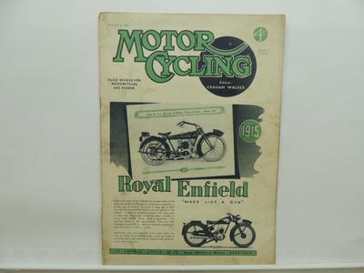 August 1945 MOTORCYCLING Magazine Royal Enfield Two Stroke Model 200 ...
