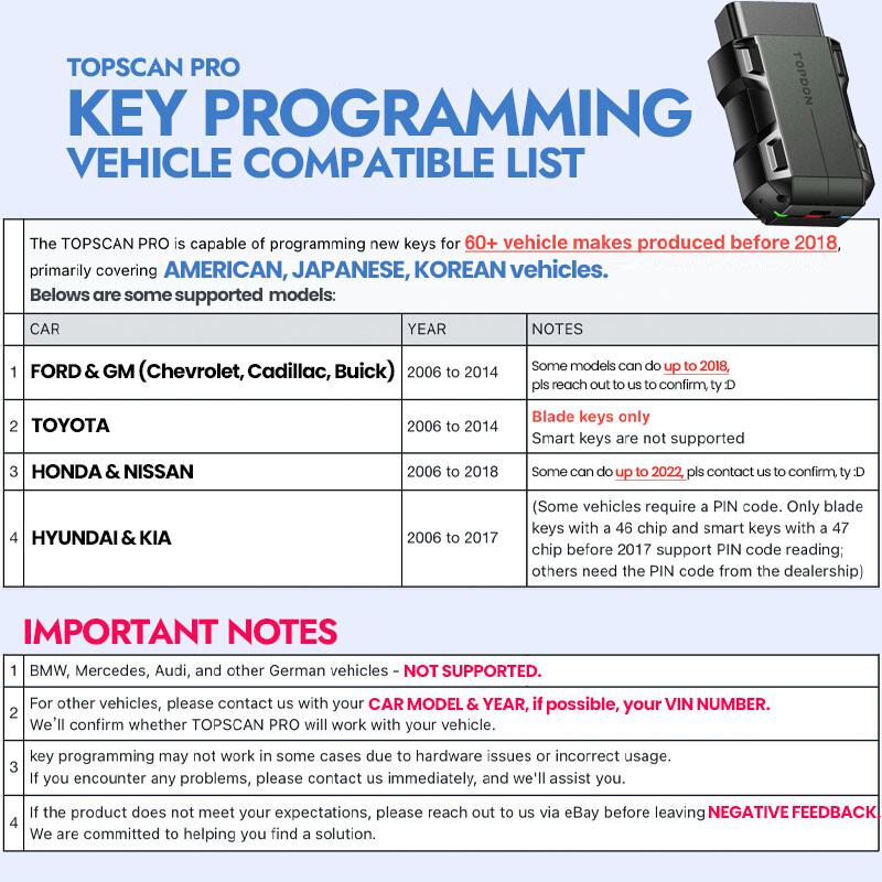 TOPSCAN PRO Universal Car Key Fob Programmer on 60+Makes Best For DIY ...