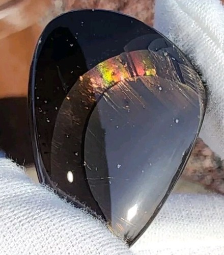 FIRE OBSIDIAN Rare From Glass Butte Oregon Beautiful High Quality Cab ...