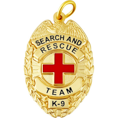 Search And Rescue Team K-9 Dog Tag Charm Gold Tone SAR Badge | eBay