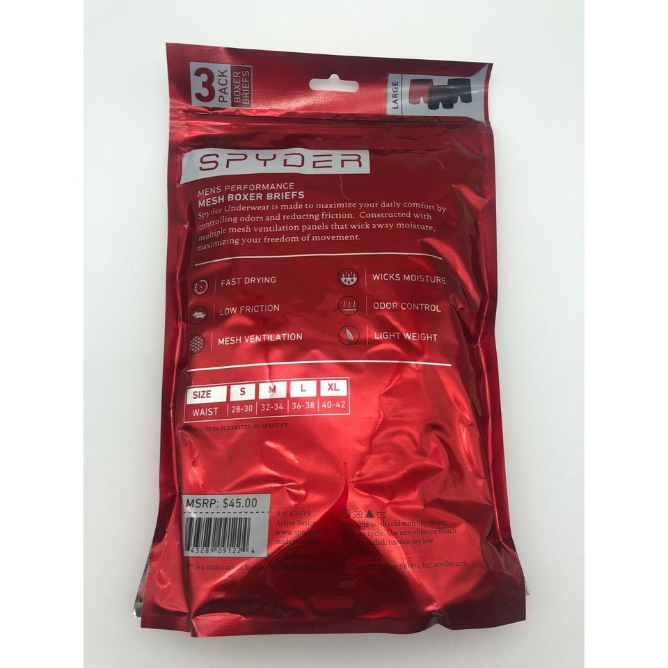 Spyder Performance Mesh Men's Boxer Briefs 3 Pack Size XL | eBay