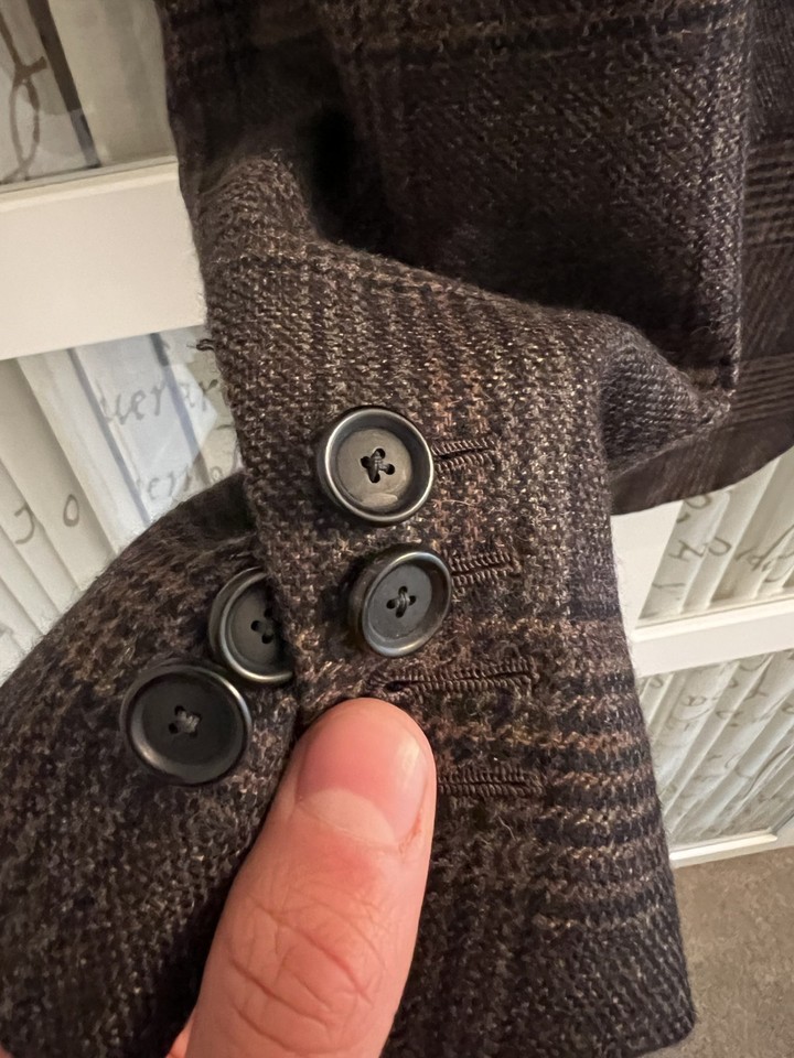 Gieves & Hawkes 38R 100% Cashmere Brown Check Jacket - Made in England ...