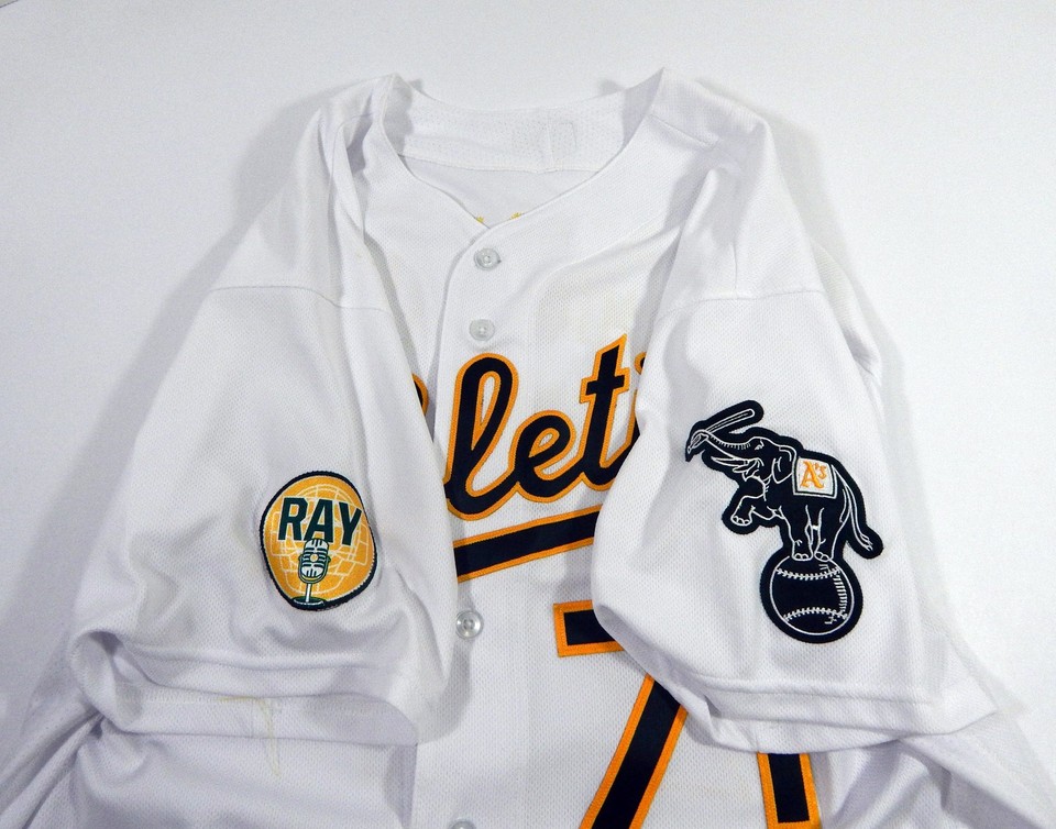 2021 Oakland Athletics Jacob Lemoine #71 Game Used White Jersey Open ...