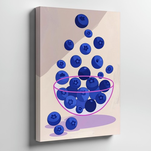 Blueberry Abstract Canvaswhimsical Fruit Illustration In Wall 30X40 ...