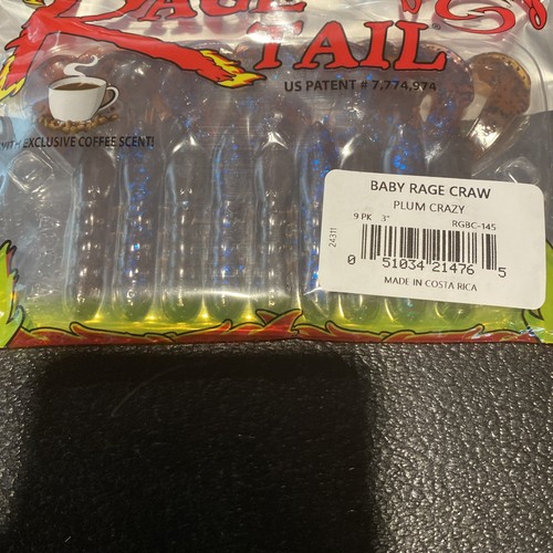 Strike King 3” Baby Rage Craw 9 Per Pack Plum Crazy | eBay