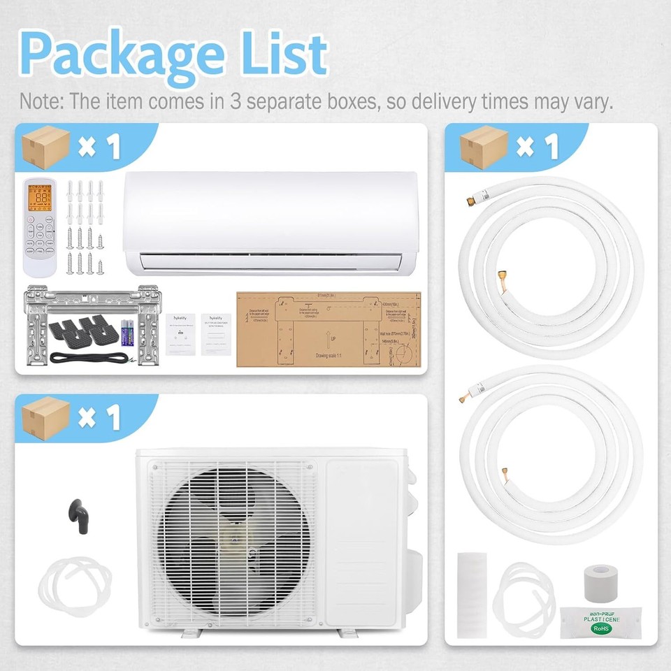 9000 BTU Wifi 19 SEER Mini Split Air Conditioner & Heater AC Ductless ...