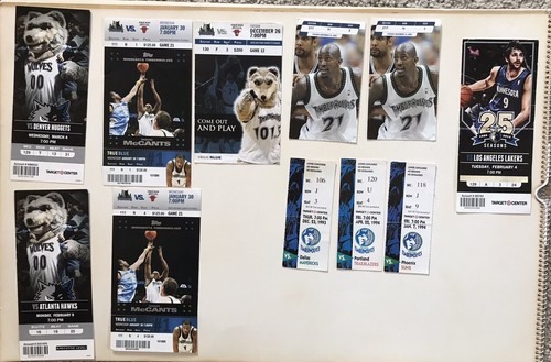 Minnesota Timberwolves Ticket Stub Lot Kevin Garnett, Kevin Love, Isiah ...
