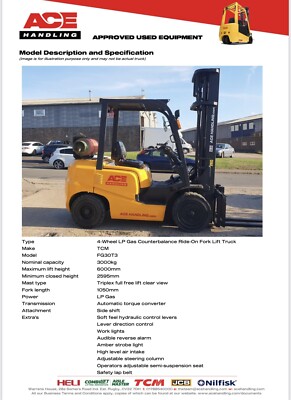 TCM FG30T3 iNOMA 6M Triple Gas Forklift Hire-£84.99 Buy-£10995 HP-£54. ...