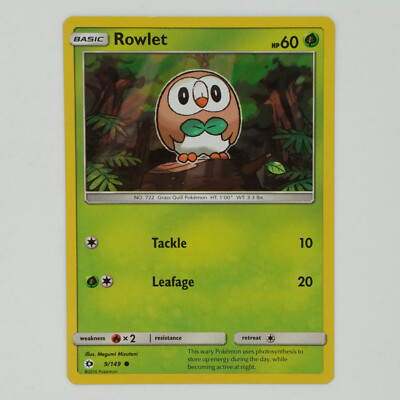 Rowlet 9/149 Holo Common Sun & Moon Pokemon Card | eBay