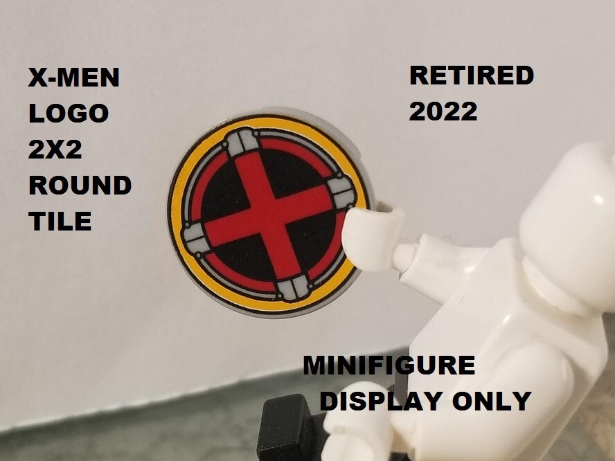 LEGO Minifigure Marvel X-Men Red Logo 2x2 Round Tile Hero Sign RETIRED ...
