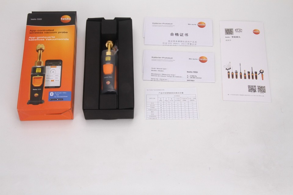 Testo 552i Vacuum Probe for HVAC Systems Portable Pressure Gauge with ...