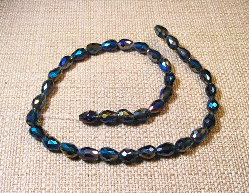 16" Strand of 12mm x 8mm Metallic Rainbow AB Crystal Teardrop Beads Lot ...