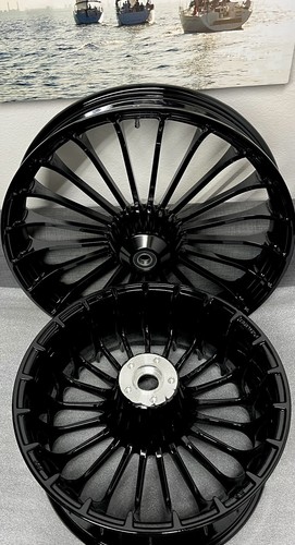 Harley Turbine 23" FXSB 2013 -24 Breakout FORGED WHEELS BLACK RIMS ...