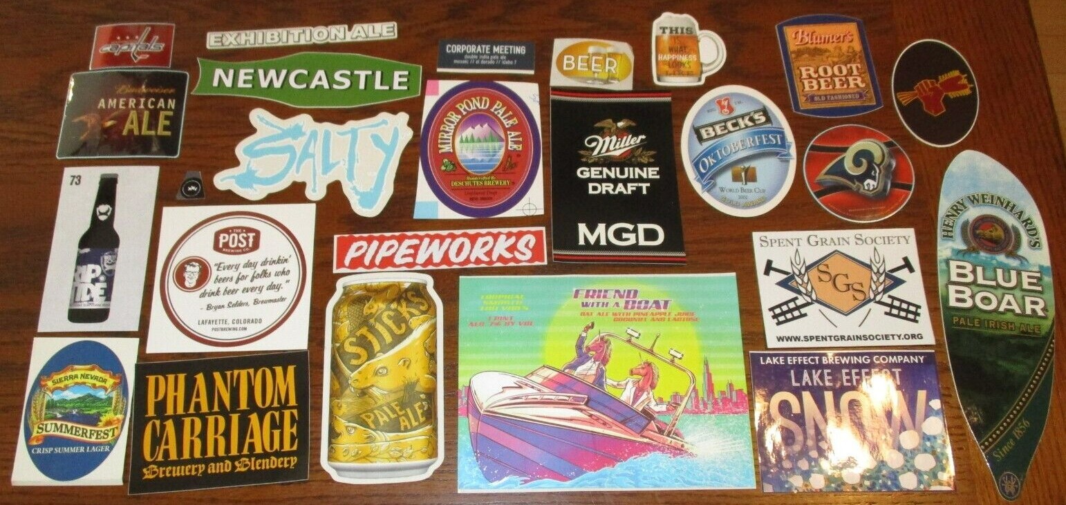 25 BEER STICKER PACK LOT decal craft beer brewing brewery tap handle 70 ...