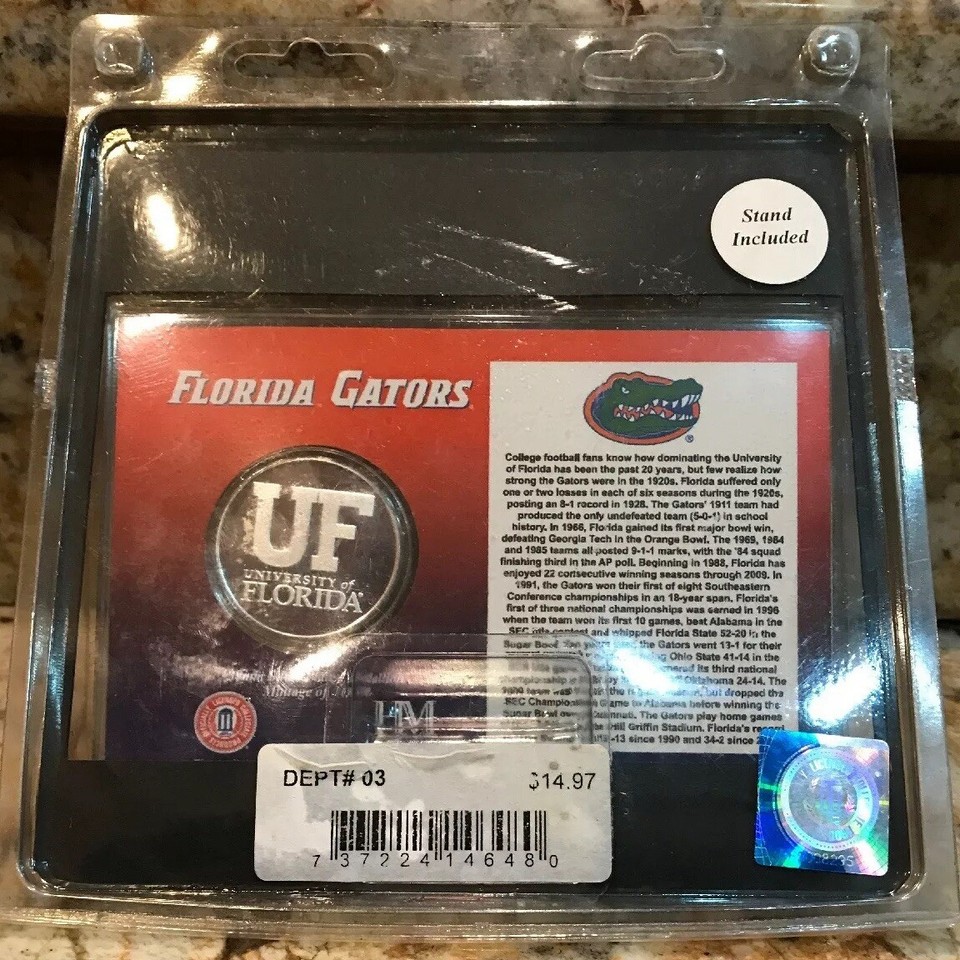 UNIVERSITY OF FLORIDA GATORS Highland mint Silver Plated Coin Factory ...
